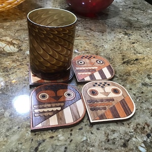 Wood Inlay Birds Coaster Set of 4 Chickadees. Animal Coasters Home ...