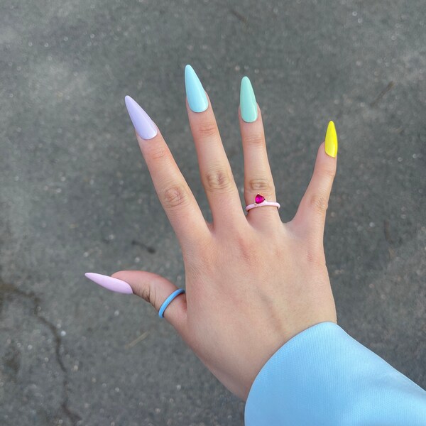 Emerald Green Press on Nails/emerald Green Nails/emerald Green Marble ...