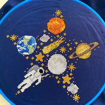 Space Star Cross Stitch Pattern astronaut Version Astronomy, Stars ...