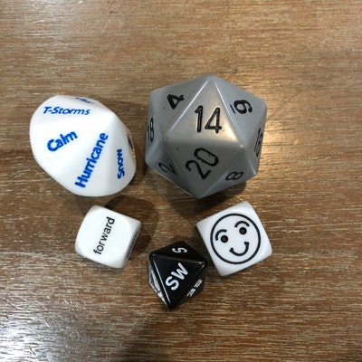 16mm D6 Random Direction Dice White With Black RPG Tool Tabletop ...