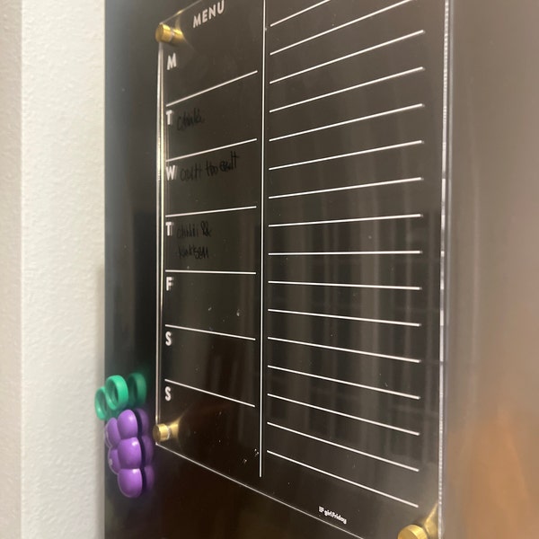 Magnetic Acrylic FRIDGE Menu & Shopping List | 9"x12" Kitchen Organizer ...
