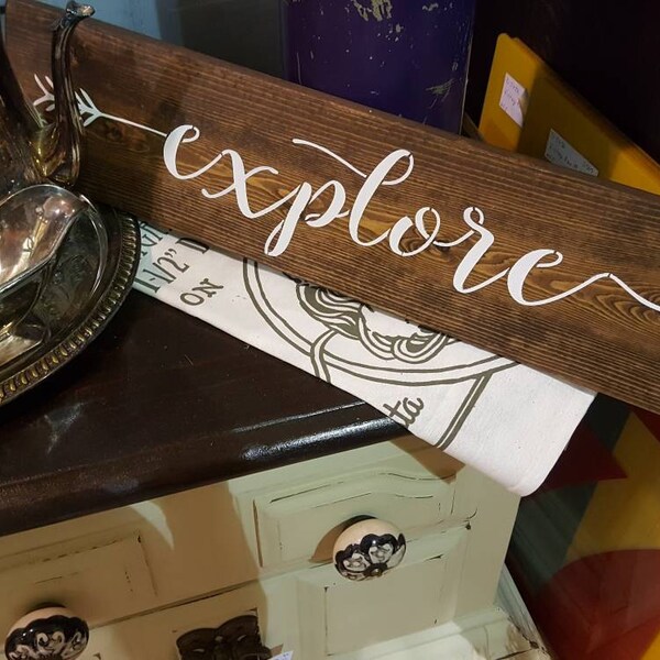 Inspirational STENCIL *explore (with Arrow)* 6"x24" for Painting Signs ...
