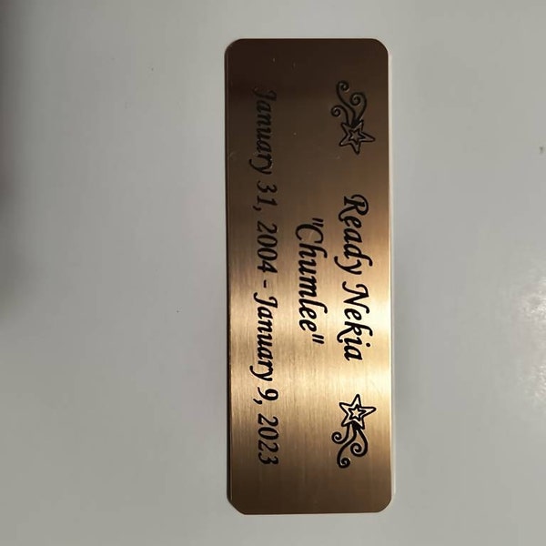 Custom Engraved Solid Brass Plate Picture Frame Art Label Name Tag 3" X ...