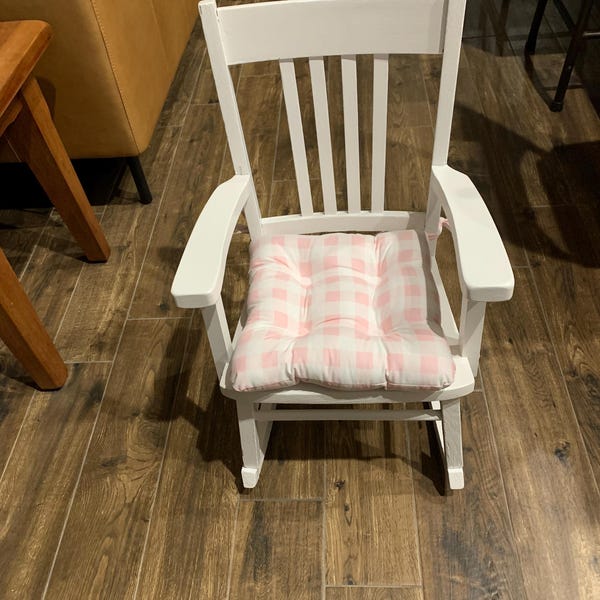 Pink Floral Chair Pad, Tufted Cushion, Shabby Chic, Rose Seat Kids ...