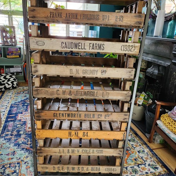 A Large Vintage Rustic Bakers Rack, Shop Display Stand, Storage Rack ...
