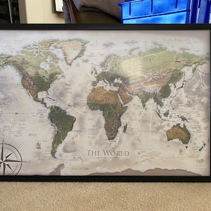 Nautilus World Map Push Pin, World Map Wall Art With USA National Parks ...