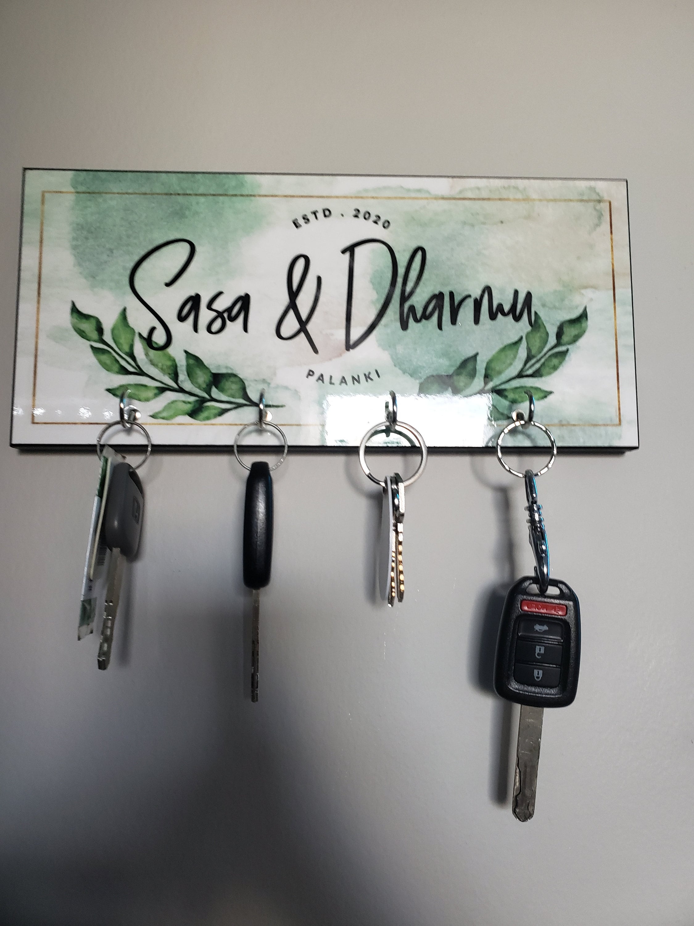 Personalized Key Holder for Wall with 12 Floral Design Options ...
