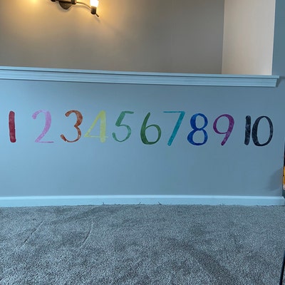 Watercolor Number Set, Peel and Stick Decal, Wall Decal, Repositionable ...