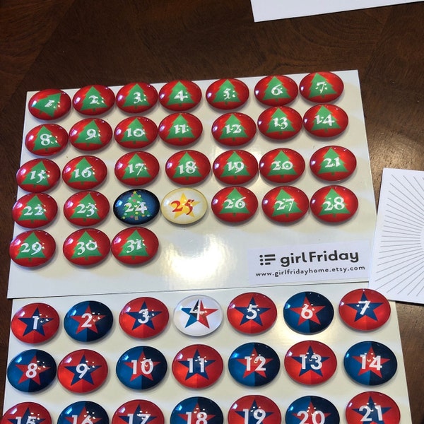 Christmas Glass Number Magnets | Festive Red and Green Holiday Magnets ...