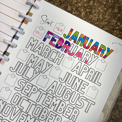 2024 Printable Workout Chart Pounds Lost Coloring Page Digital Planner ...