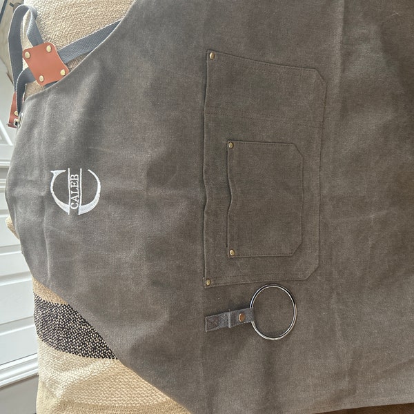 Personalized Bar Apron, Canvas Workshop Apron With Pockets, Custom Gift ...
