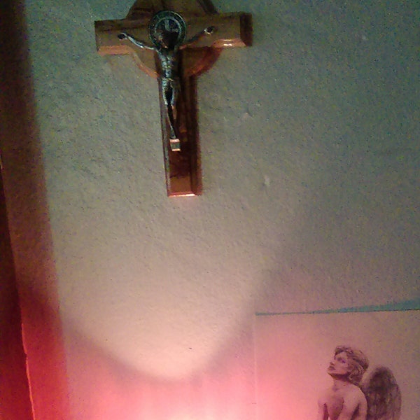 St Benedict Olive Wood Wall Hanging Cross - Holy Wall Decor Wooden ...