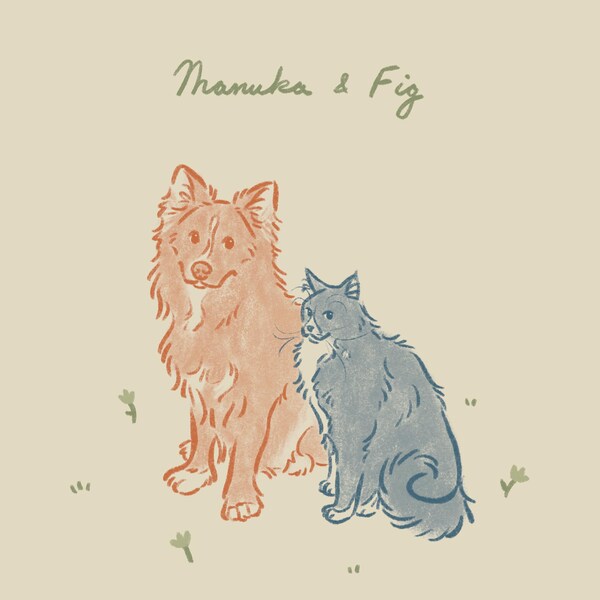 Custom Funky Pet Portrait, Cute Digital Cat Poster, Colorful Dog ...