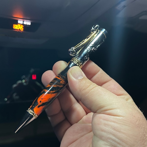 Motorcycle Pen Made With Black and Orange Acrylic. - Etsy