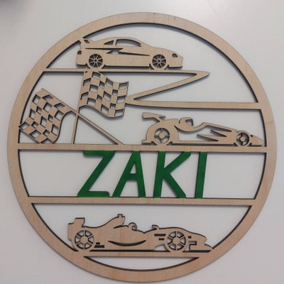 Racing Car Name Sign, SVG, Vehicle Themed Door or Wall Hanger, Laser ...