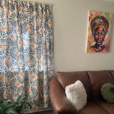 Afrocentric Living Room Drapes, African Ethnic Window Covering ...