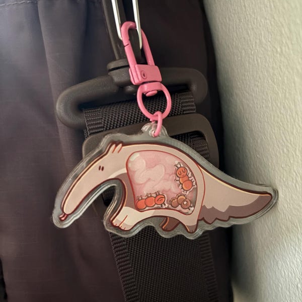 Anteater Shaker Charm | Silly Animal Biology Eating Ants 3D Double ...