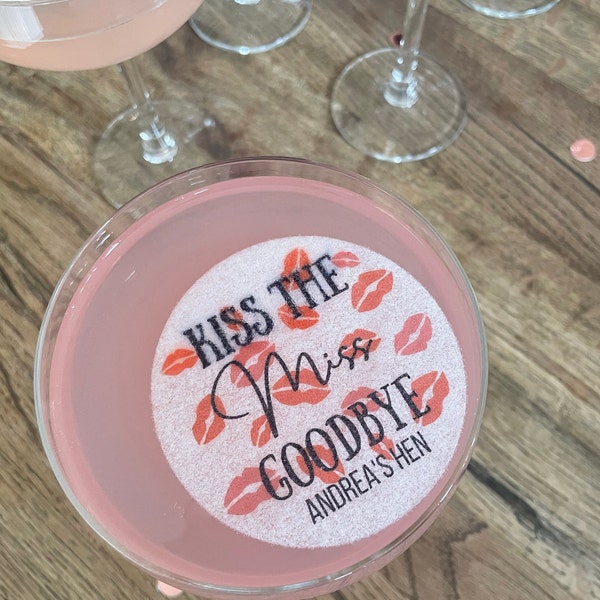 Personalised Kiss the Miss Edible Drink Toppers (1 Sheet) - Etsy UK