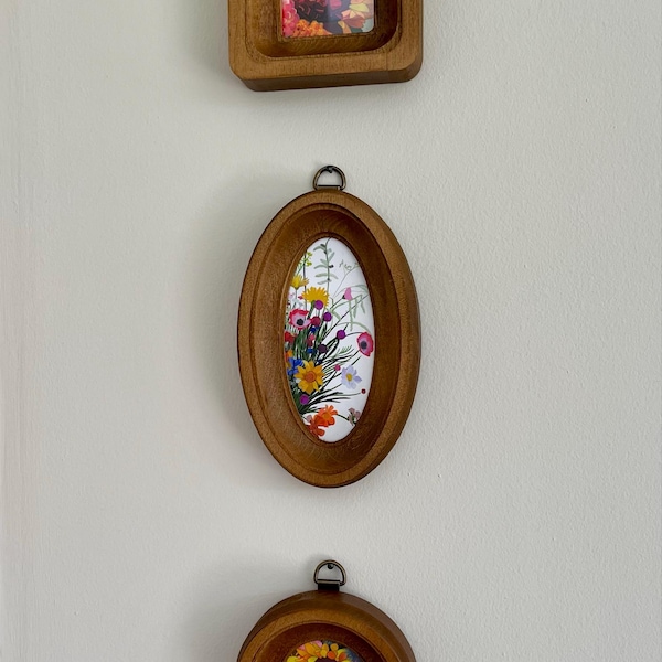 Set Miniature Wooden Frames 2 Inch Round Frame 2x4 Inch Oval Frame 2x4 ...