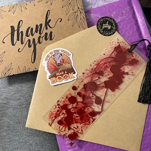 Laminated Bloody Acrylic Paint Bookmark Customizable Red and Black ...