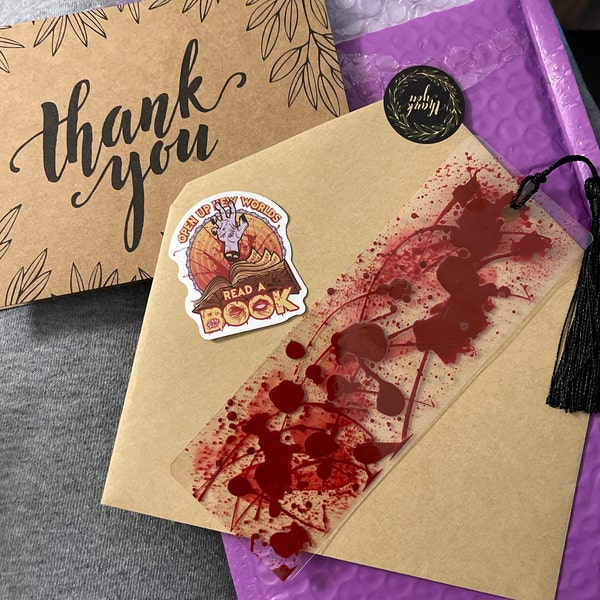 Laminated Bloody Acrylic Paint Bookmark - Customizable Red and Black ...