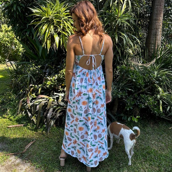 Tie Back Summer Dress, PDF Sewing Pattern, Linen Summer Dress, Babydoll ...