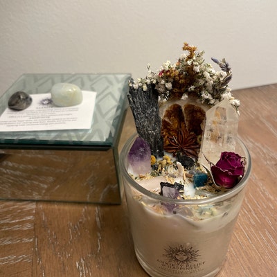 Anxiety Relief & Happiness Intention Candle Packed With Crystals, Herbs ...
