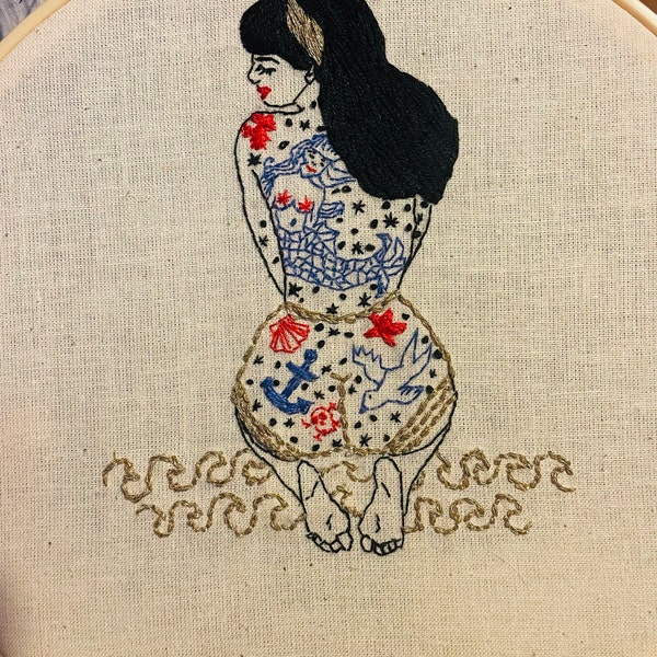 Modern Embroidery Pattern, Pre-printed on Fabric With Tutorial (in ...
