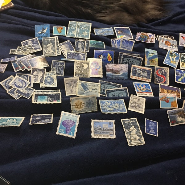 Blue Stamps, Blue Postage Stamps, Bluish Stamps, Shades of Blue, off ...