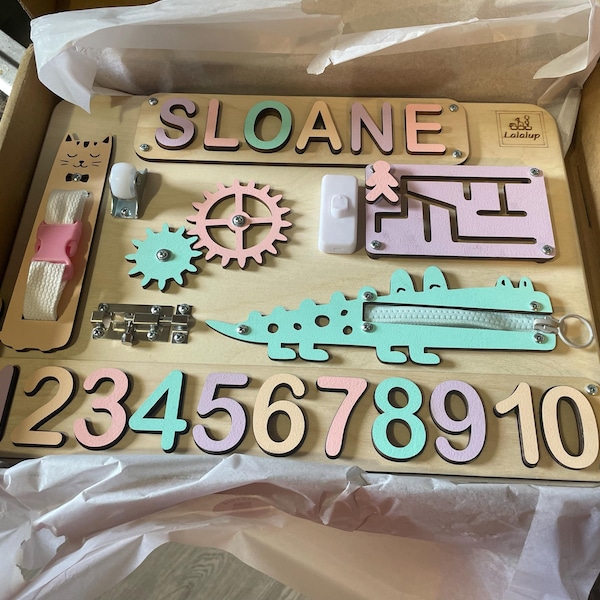 Personalized Busy Board for Toddler, Activity Board, Personalized Gift ...