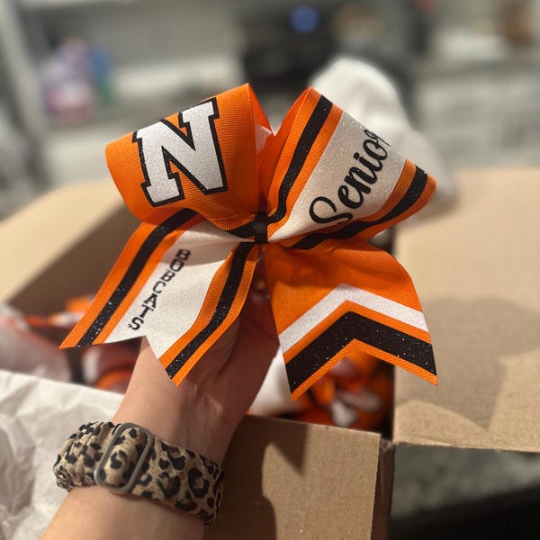 Blue and Gold Yellow Custom Glitter Cheer Bow, Competition Bow, Sparkly ...