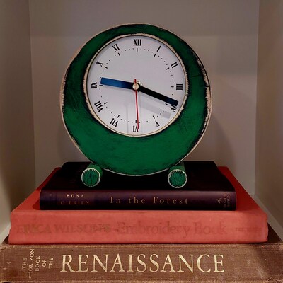 Blue Wood Desk Clock, Table Hand Painted Clock, Cute Gift Ideas ...