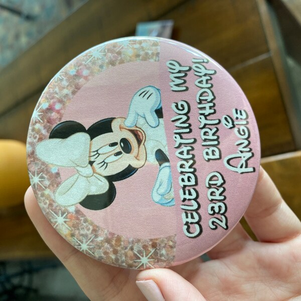 Minnie Birthday Button-disney Birthday Buttons Disney Birthday Pins ...