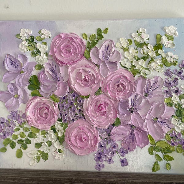 Custom Blue Tulips in a Vase Oil Impasto Painting, Frame Not Included ...