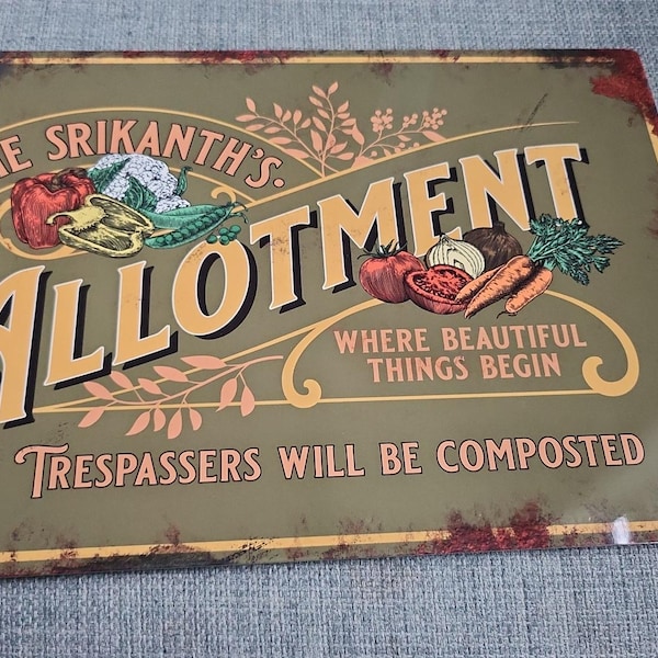 Personalised Allotment Sign Metal Garden Vegetable Patch Wall Door ...