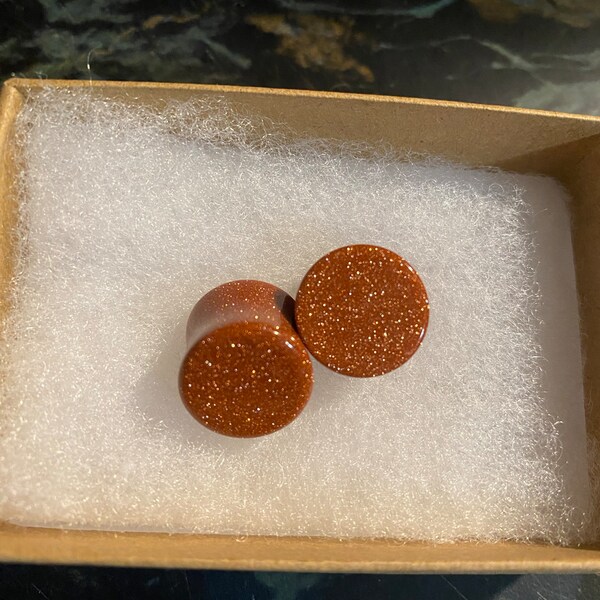 PAIR of Stunning Organic Gold Sandstone Stone Plugs - Gauges 8g (3mm ...