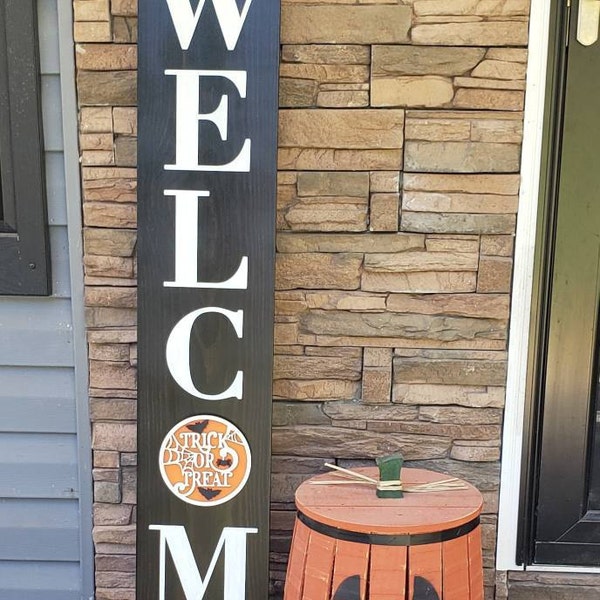 Large Vertical Welcome Sign, Front Door Sign, Porch Leaner, Rustic Wood ...