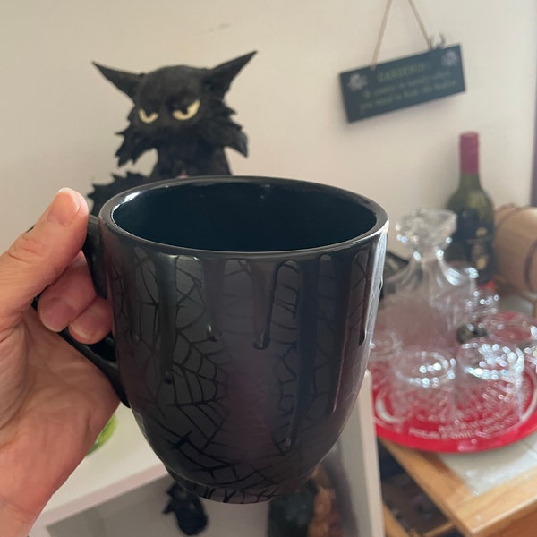 Matte Black Web Mug, Large Mugs, Gothic Spiderweb Cup, Tea Coffee Lover ...
