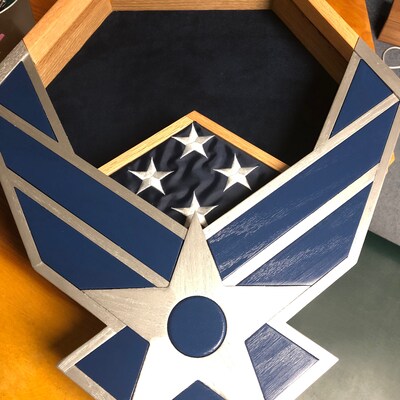 Handcrafted Air Force Shadow Box Silver and Navy Includes Flag - Etsy