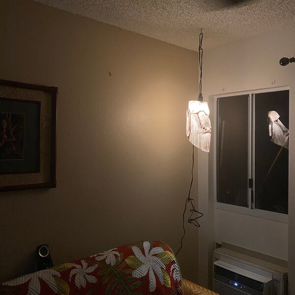 YELLOW Moai Hanging Lamp Tiki Room Bar Light Lava Light Neon Easter ...