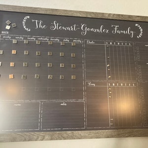 Large Personalized Family Command Center Monthly Calendar With Chore ...