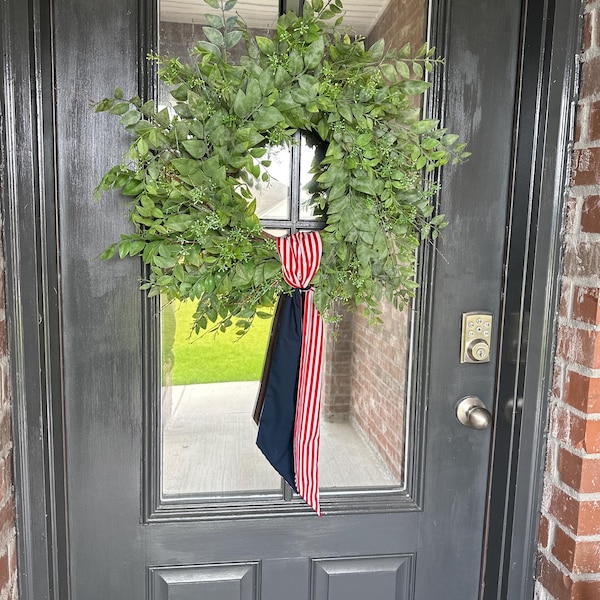 Red White Blue Patriotic Wreath Sash: Americana Decor - Etsy