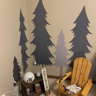 Large Pine Tree Decals Pine Tree Wall Stickers Nursery Wall Decor Peel ...