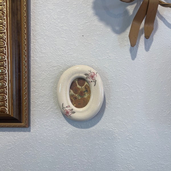 Vintage Petite Lacquered Plastic Hand-painted Box With A Flower on the ...