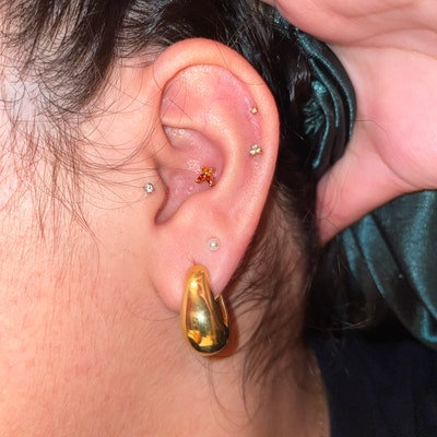 NEW 16G/18G/20G Tiny Sparkly Golden Honey CZ Threadless Push Pin Labret ...