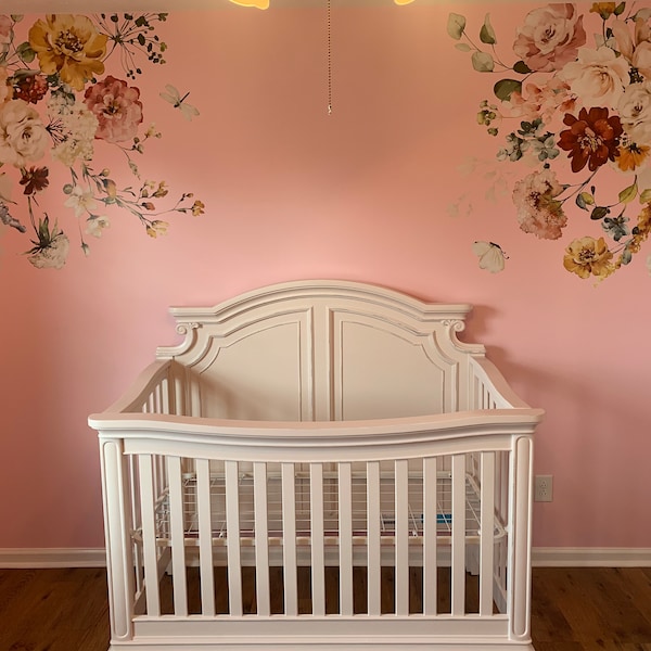 Floral Corner Wall Decals: Wild Garden Nursery Decor - Etsy
