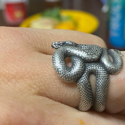 Snake Handmade Sterling Silver Men Ring, Serpent Silver Ring, Snake ...