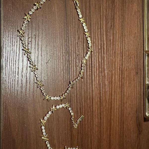 Gemma Owen XO Necklace: 18k Gold Plated Cubic Zirconia Collar - Etsy