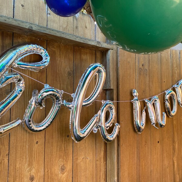 Custom Script Letter Balloons - Balloon Banner - Letter Balloon Garland ...