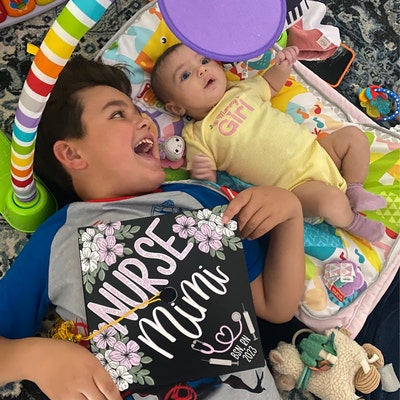 Custom cherry Blossom Bsn Graduation Cap Topper, Nursing Graduation Cap ...